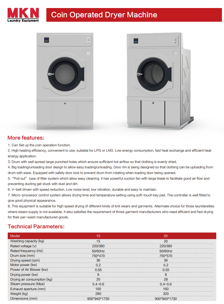 Electric Coin Operated Dryer machine - Model 15 - Afrimart Online